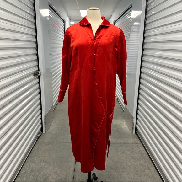 Vintage | Dresses | Vintage Red Satin Robe Style Dress Lxl | Poshmark